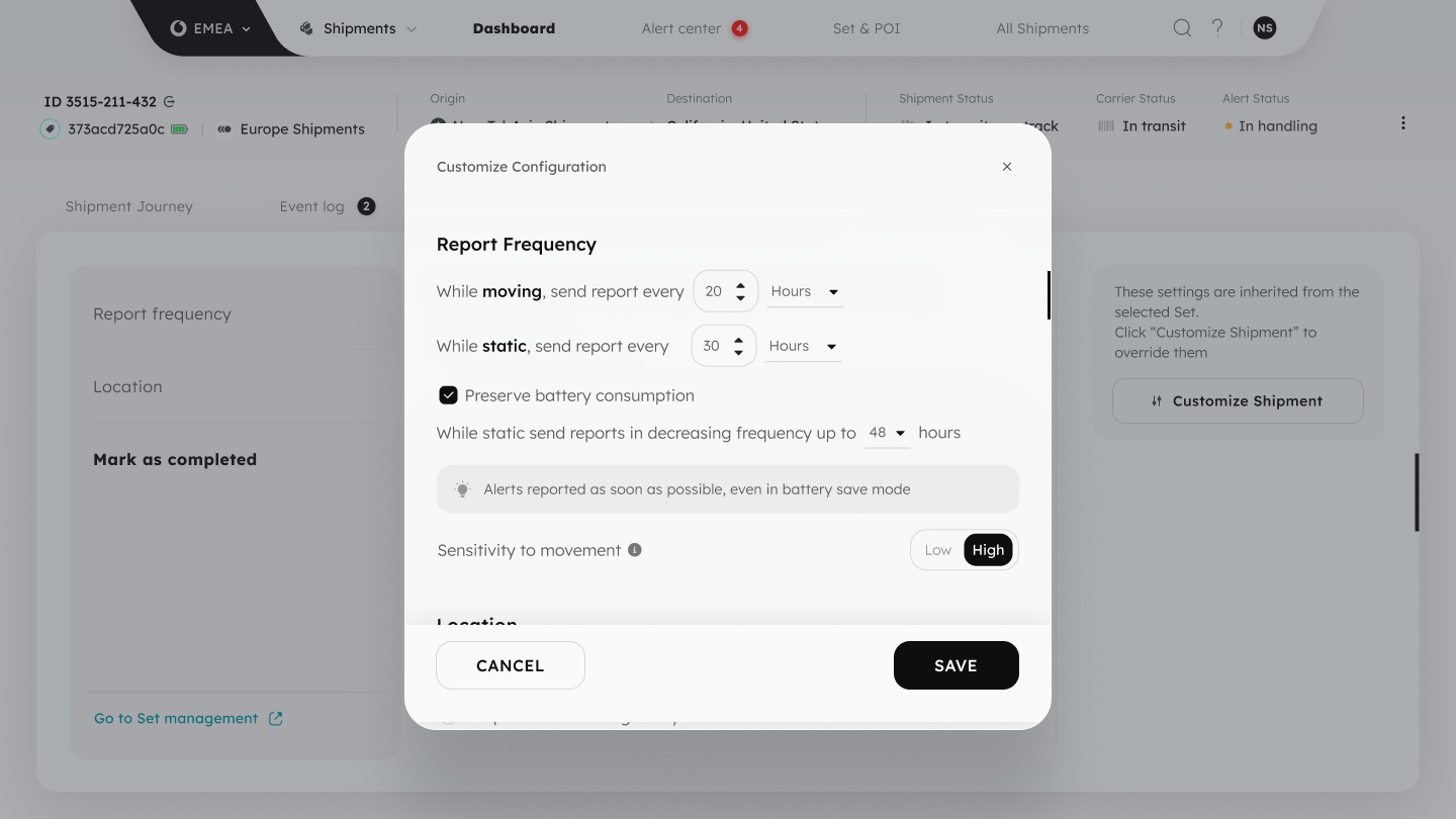 Edit Single Shipment Label Behavior